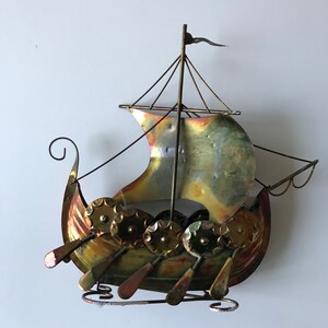 Nautical Viking Ship -- Copper Metal Brutalist Sculpture - Patina ...