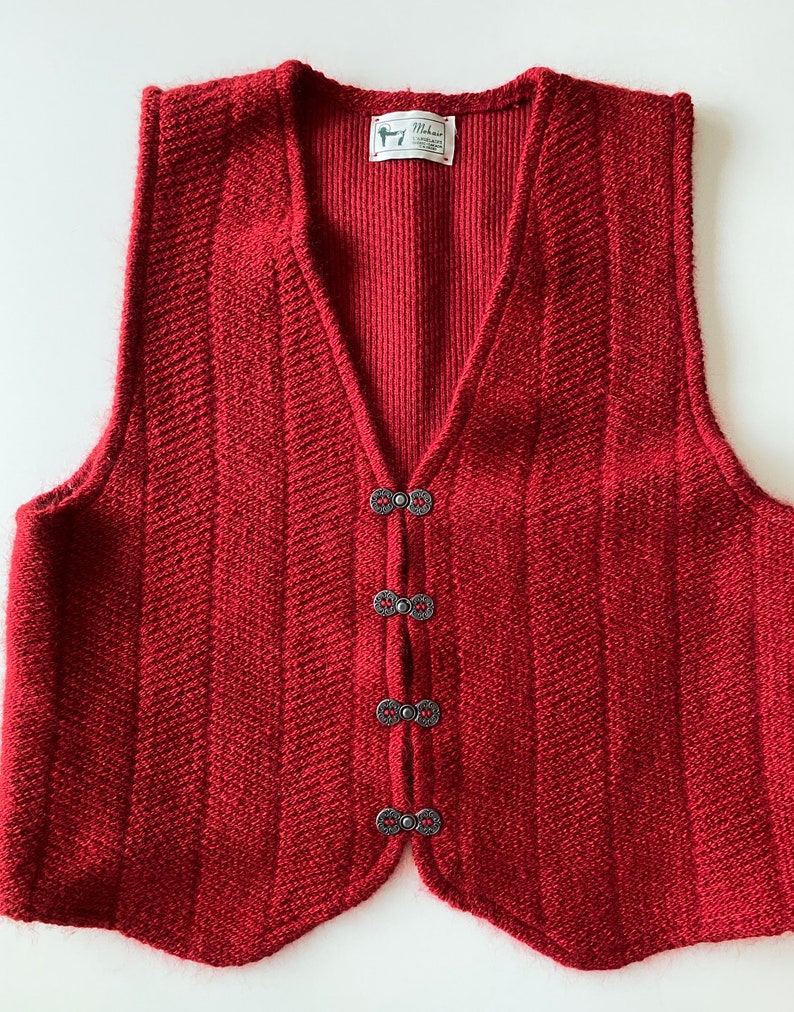 Scandinavian Sweater Vest - Charming! - Cranberry Red Mohair! - Made in ...
