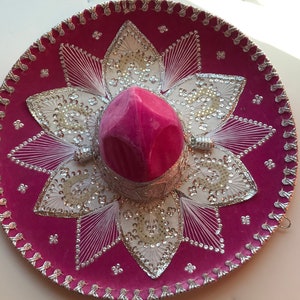 Hot Pink Mexican Sombrero Hat Fusia Pink Stunning Made - Etsy