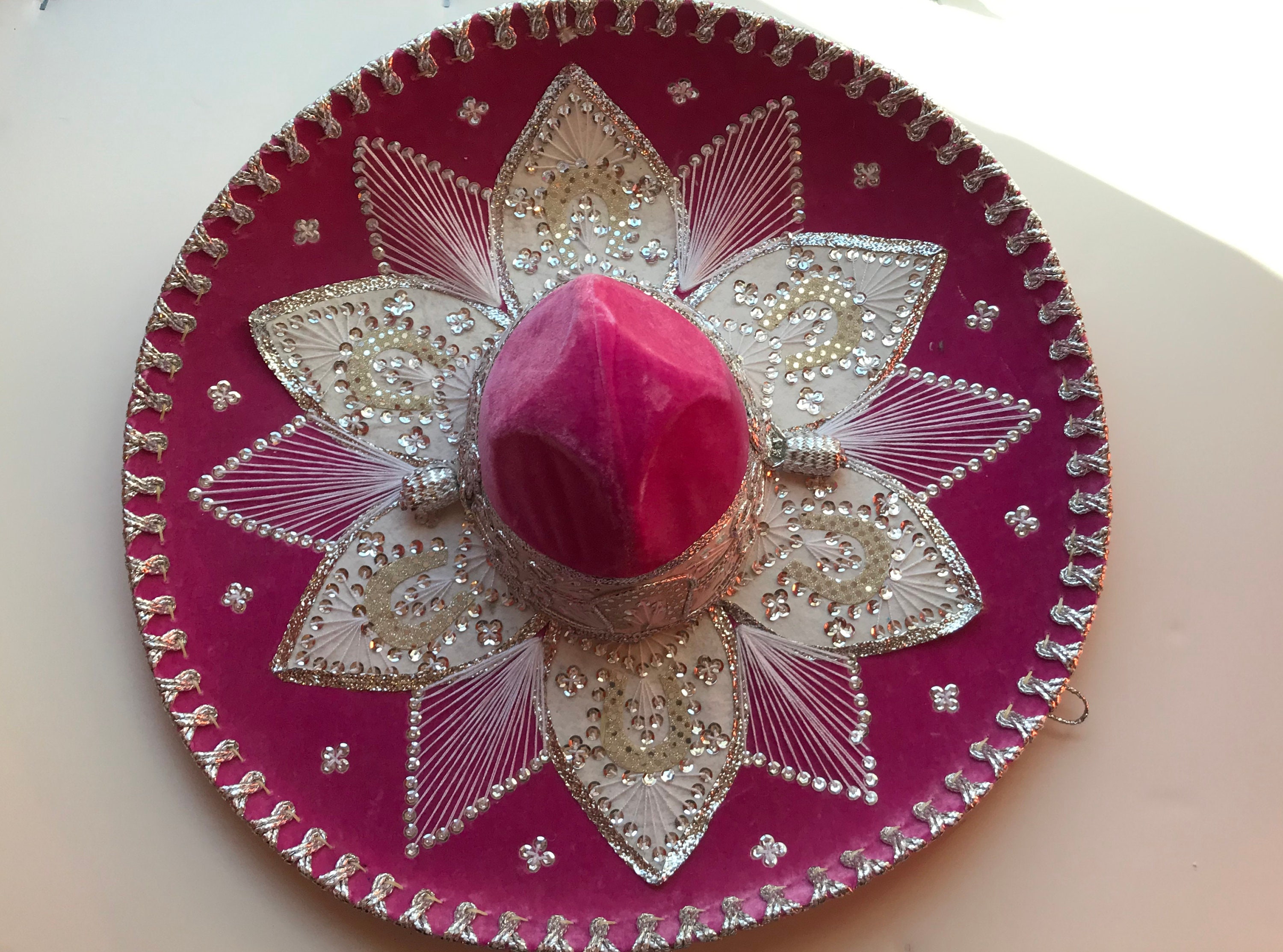 Hot Pink Mexican Sombrero Hat Fusia Pink Stunning Made | Etsy