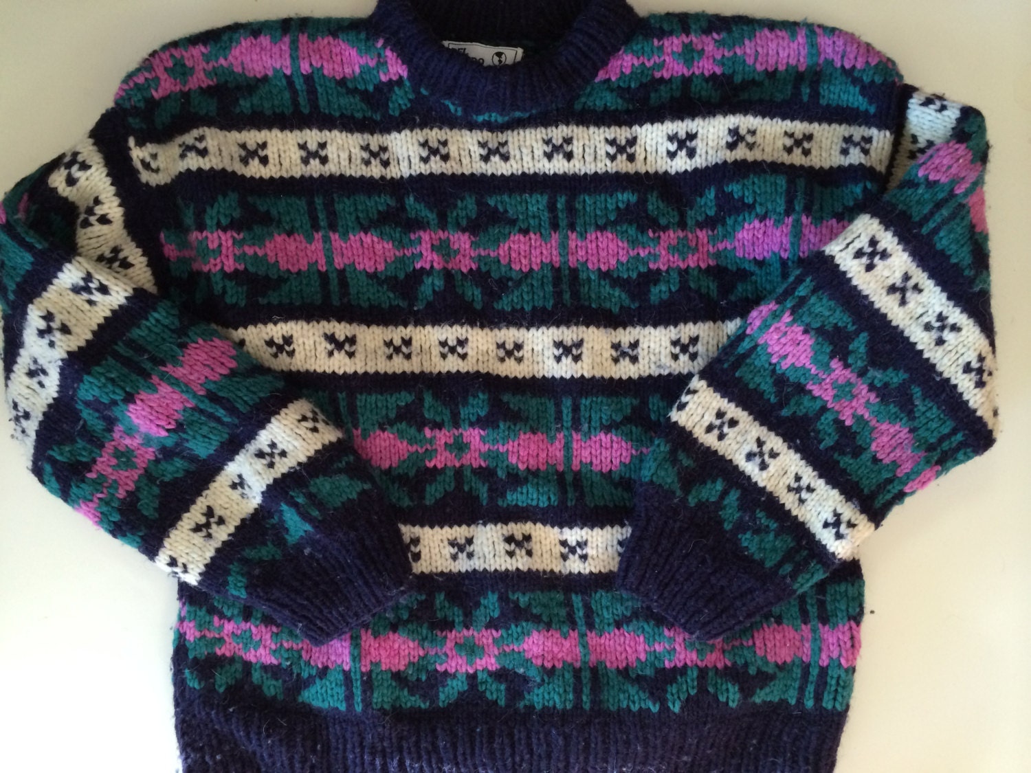 Ethnic Sweater Ecuador - Amazing! Complicated Abstract Weave in Yummy ...