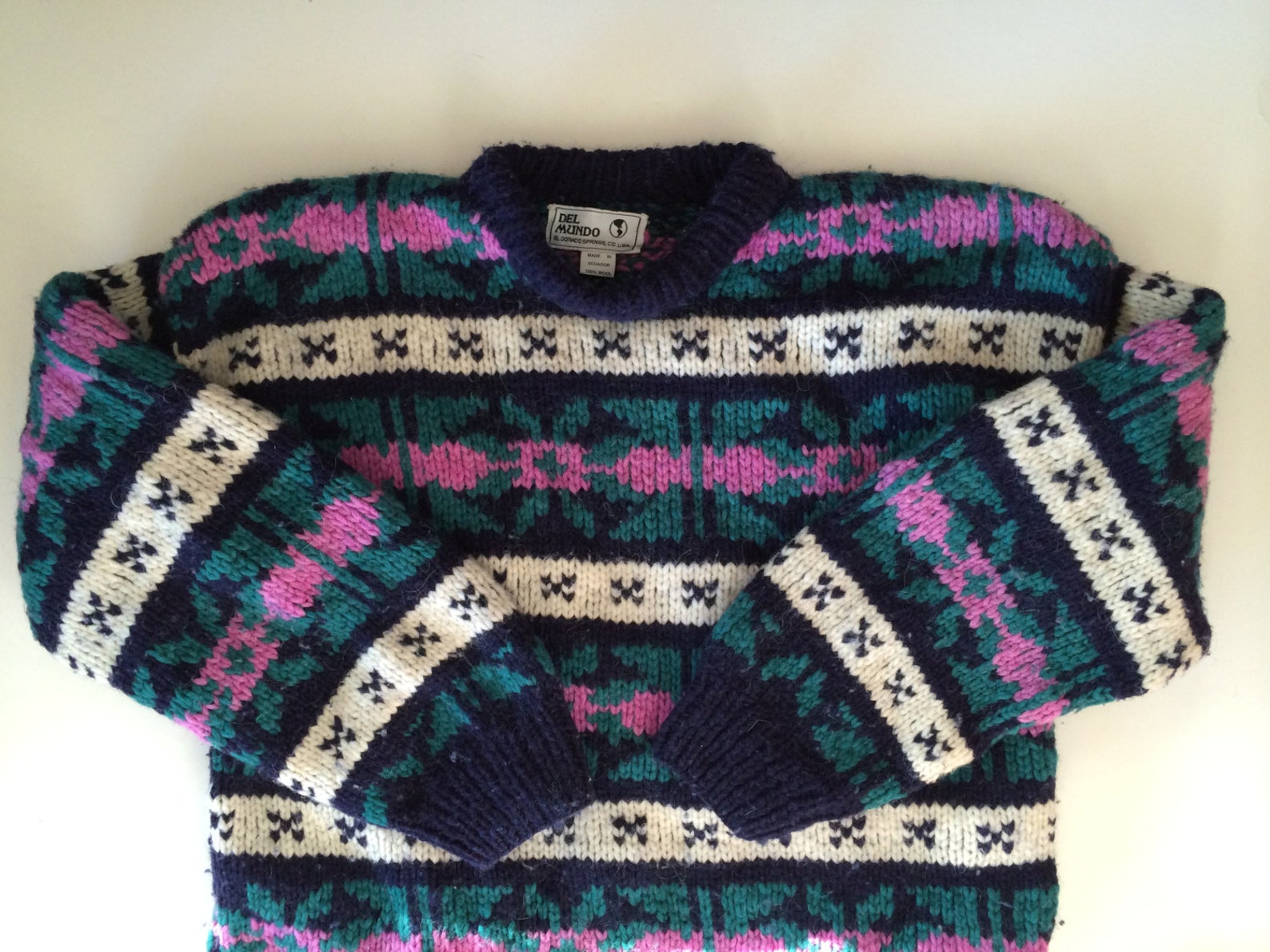 Ethnic Sweater Ecuador - Amazing! Complicated Abstract Weave in Yummy ...