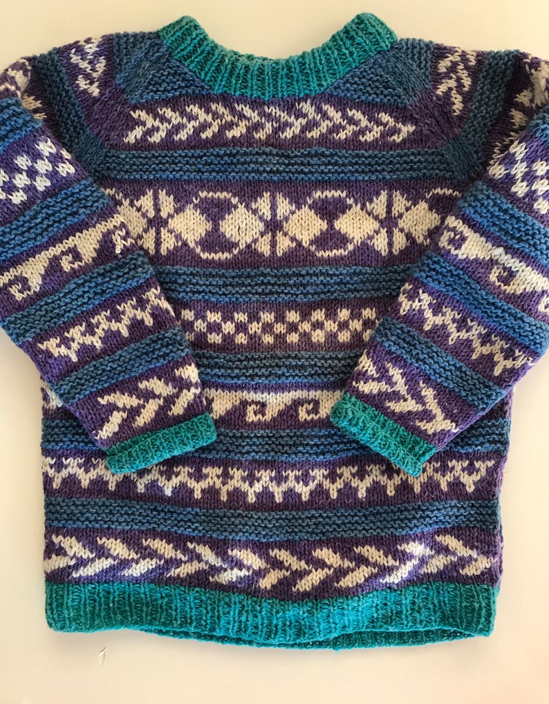 Ethnic Sweater Nepal Amazing Complicated Abstract Weave in Yummy Lilac ...