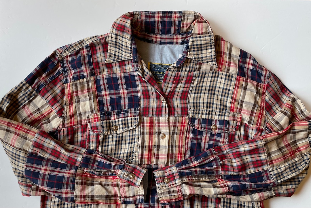 Patchwork Madras Plaid Shirt / Amazing Cotton Plaids Stitched in ...