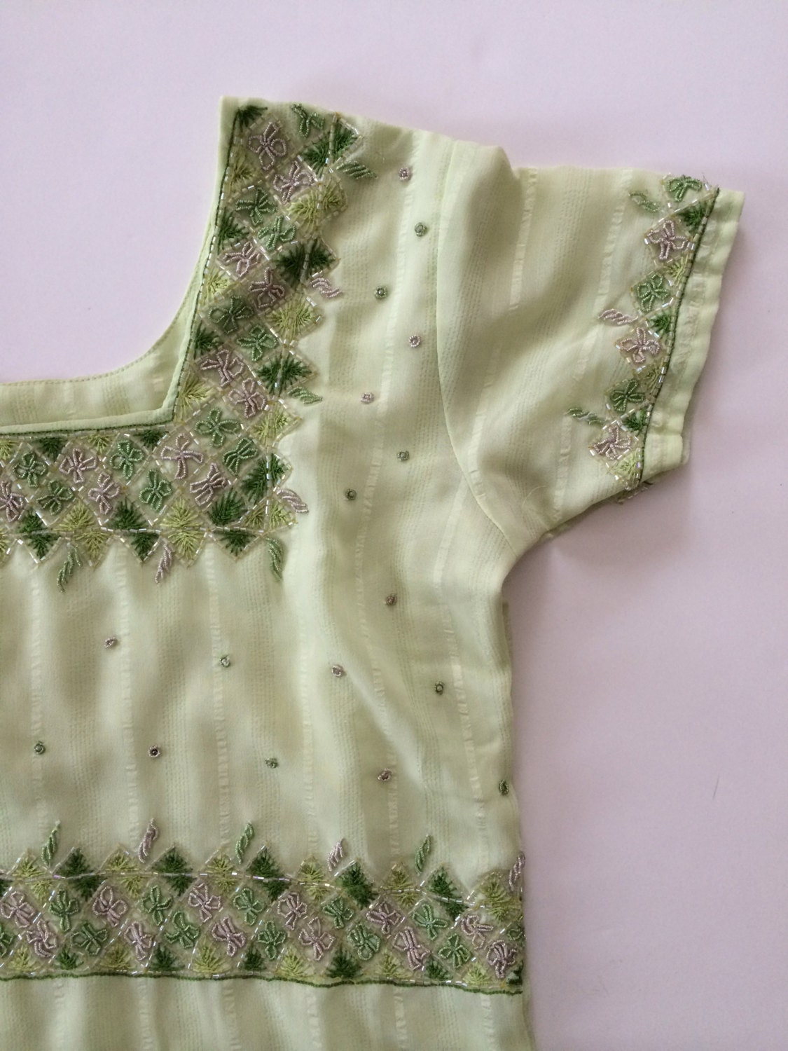 Ethnic India Tunic - Stunning India Kurti - Lovely Seafoam Green - Rich ...