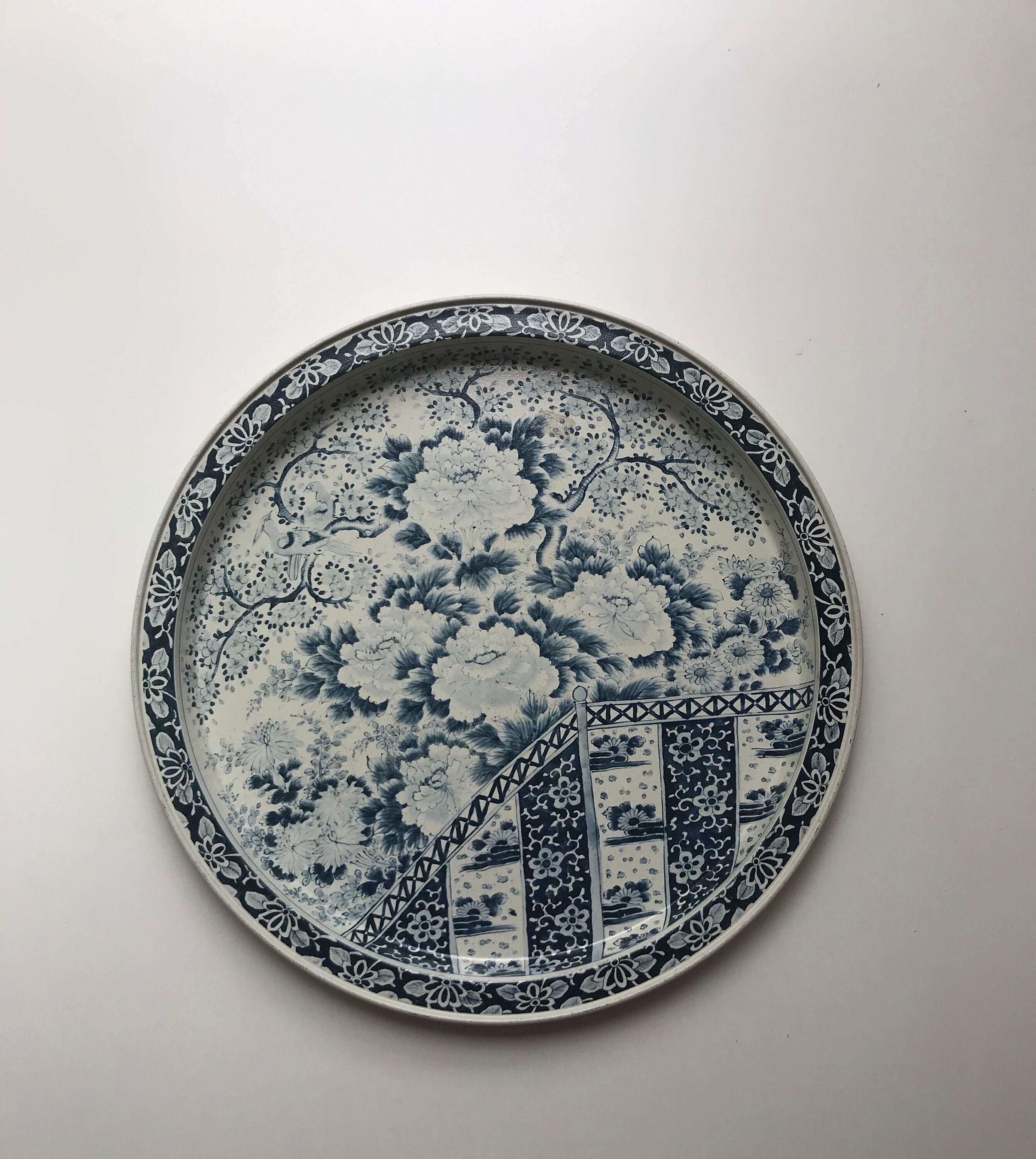 Blue White Toile Tray Plate Ming Floral Tin 5 Available | Etsy
