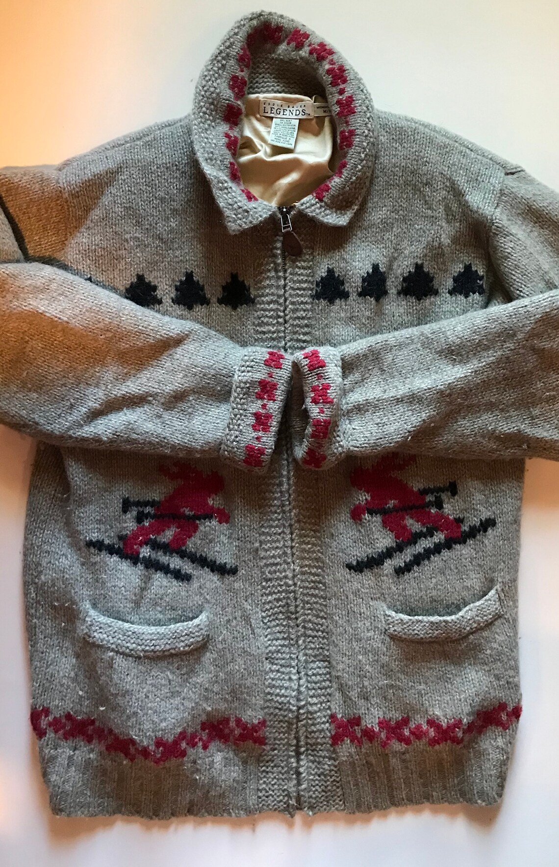 Vintage Ski Sweater Wonderful 2 Skiers Slalomdown a Snowy - Etsy