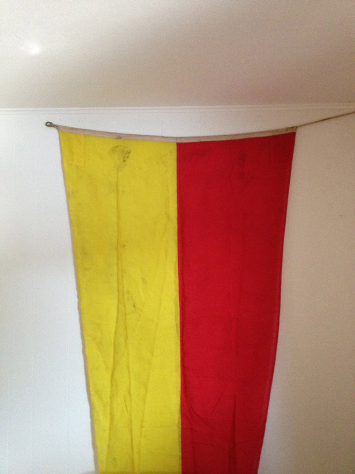 Vintage Nautical Flag Pennant in Red Yellow / Stripe Military Maritime ...