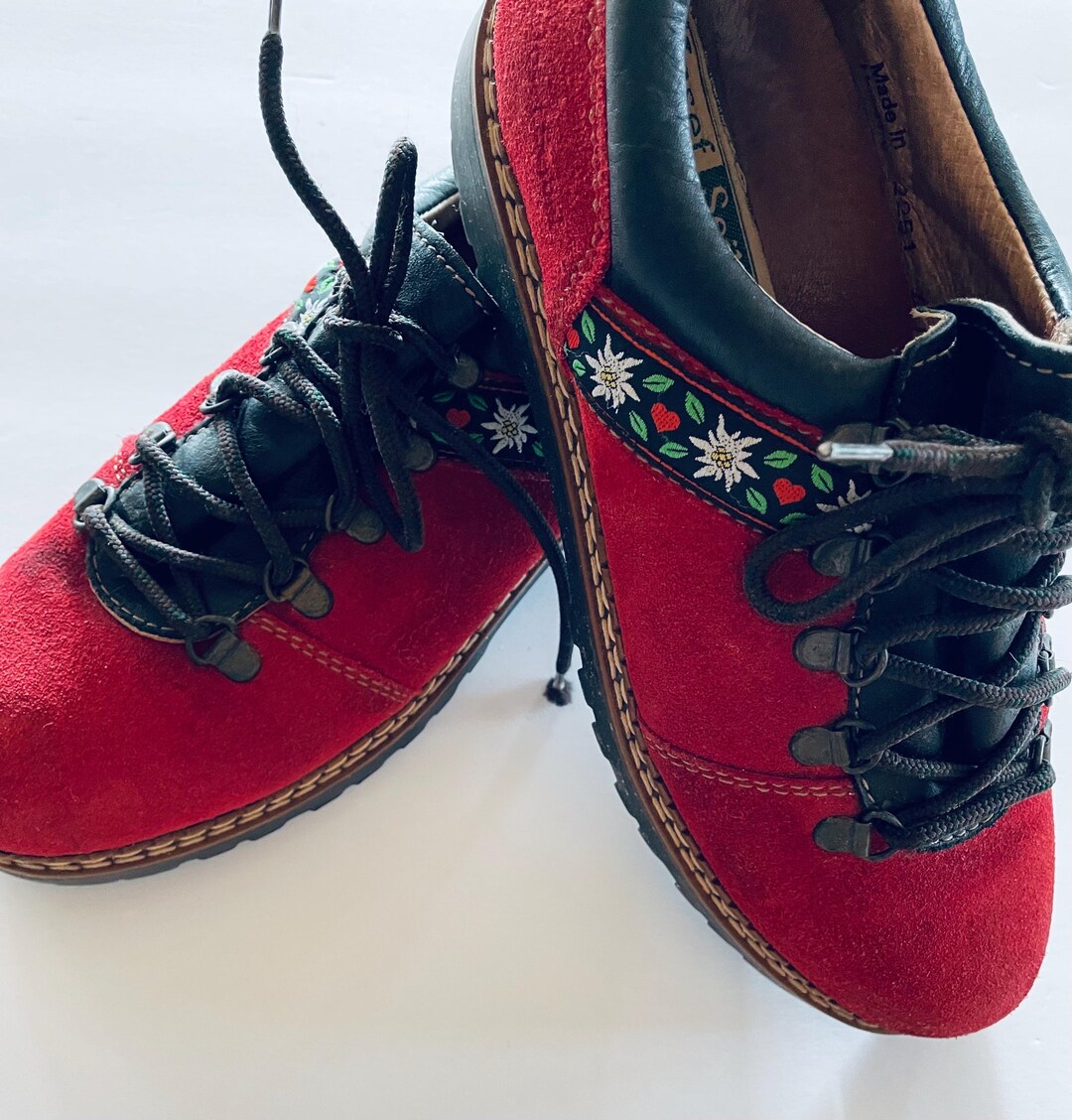 Vintage Hiking Boots Germany - Josef Seibel - Cherry Red Suede W ...