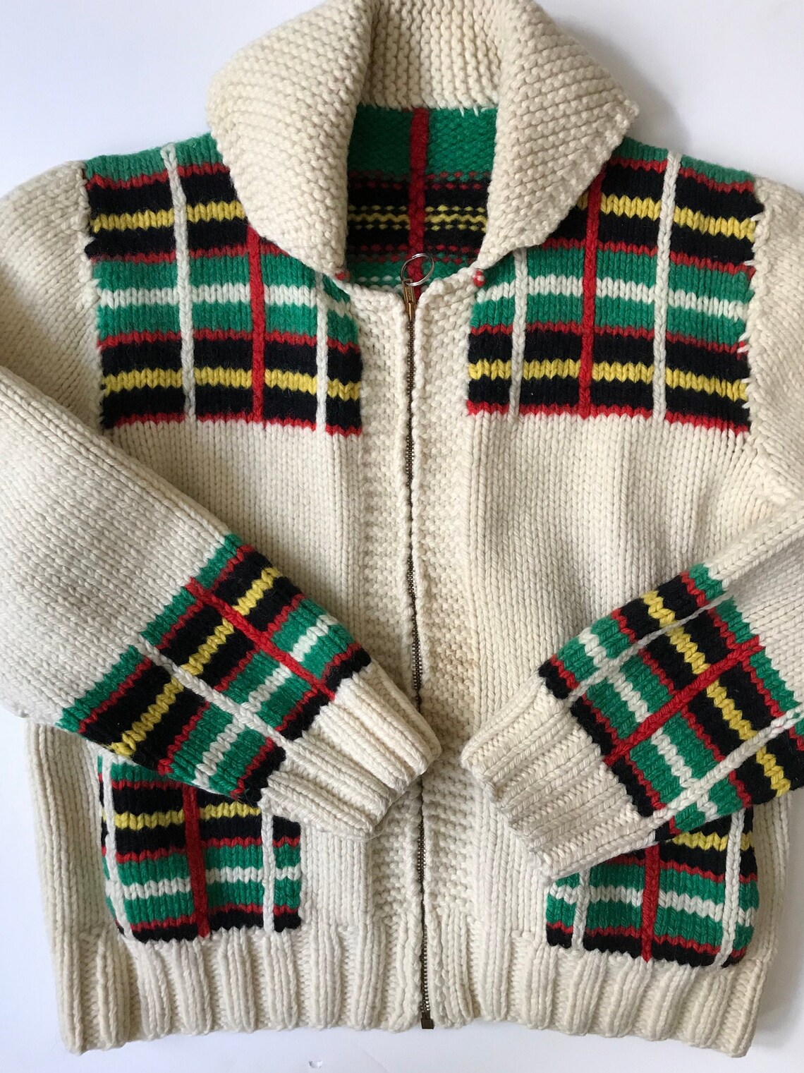 Hand Knit Cowichan Sweater A Fantastic Holiday Piece Zip | Etsy