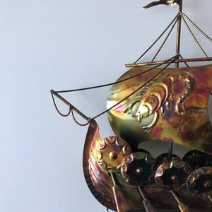 Nautical Viking Ship -- Copper Metal Brutalist Sculpture - Patina ...
