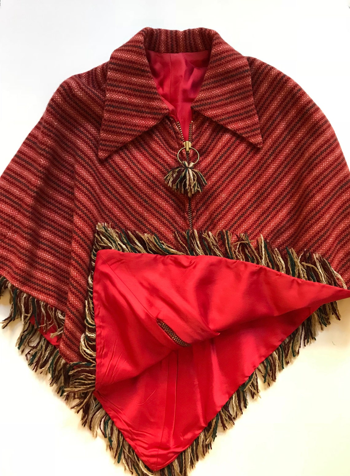Ethnic Boho Poncho Coat Charming Colorful Brick Tones - Etsy