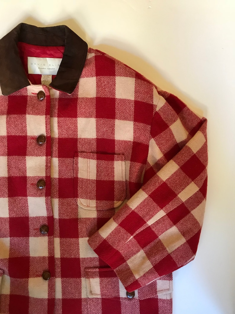 Red Checked Wool Coat Unbelievable so Cool Red & White | Etsy