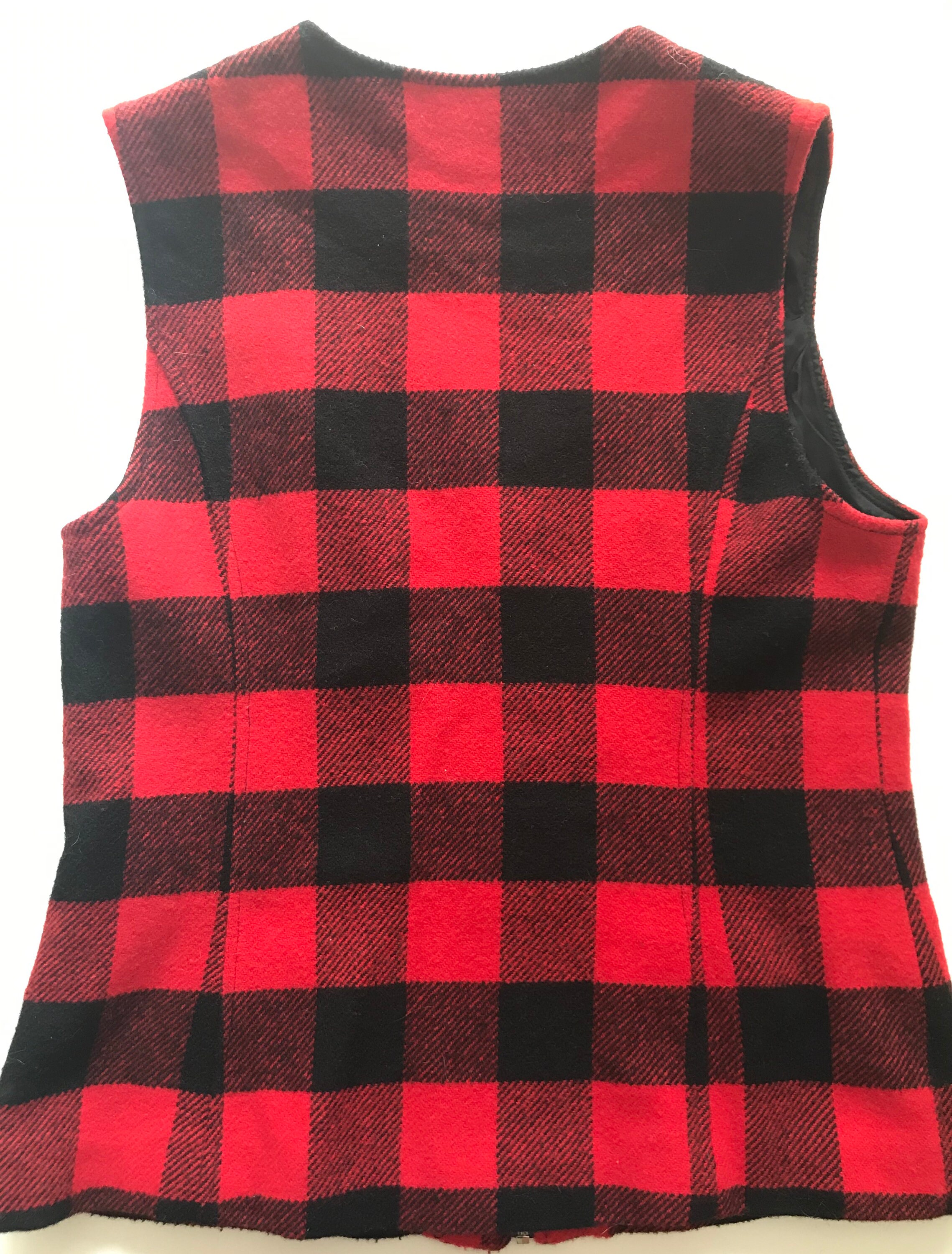 Black Red Check Vest - Buffalo Plaid Coat - Wool - Rustic Cool Iconic ...