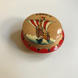 Norway Folk Art Painted Box- Viking Ship Design on Scandinavian Honey ...