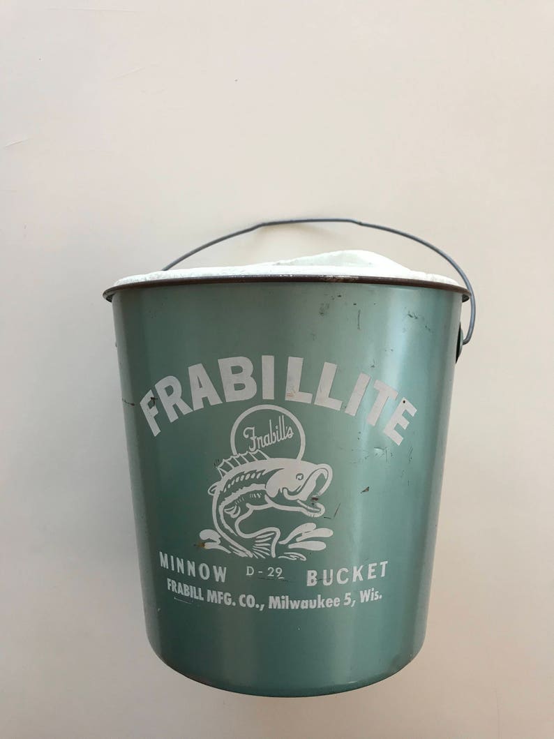 Vintage Minnow Bucket Galvanized Fishing Pail W Cool Fish - Etsy