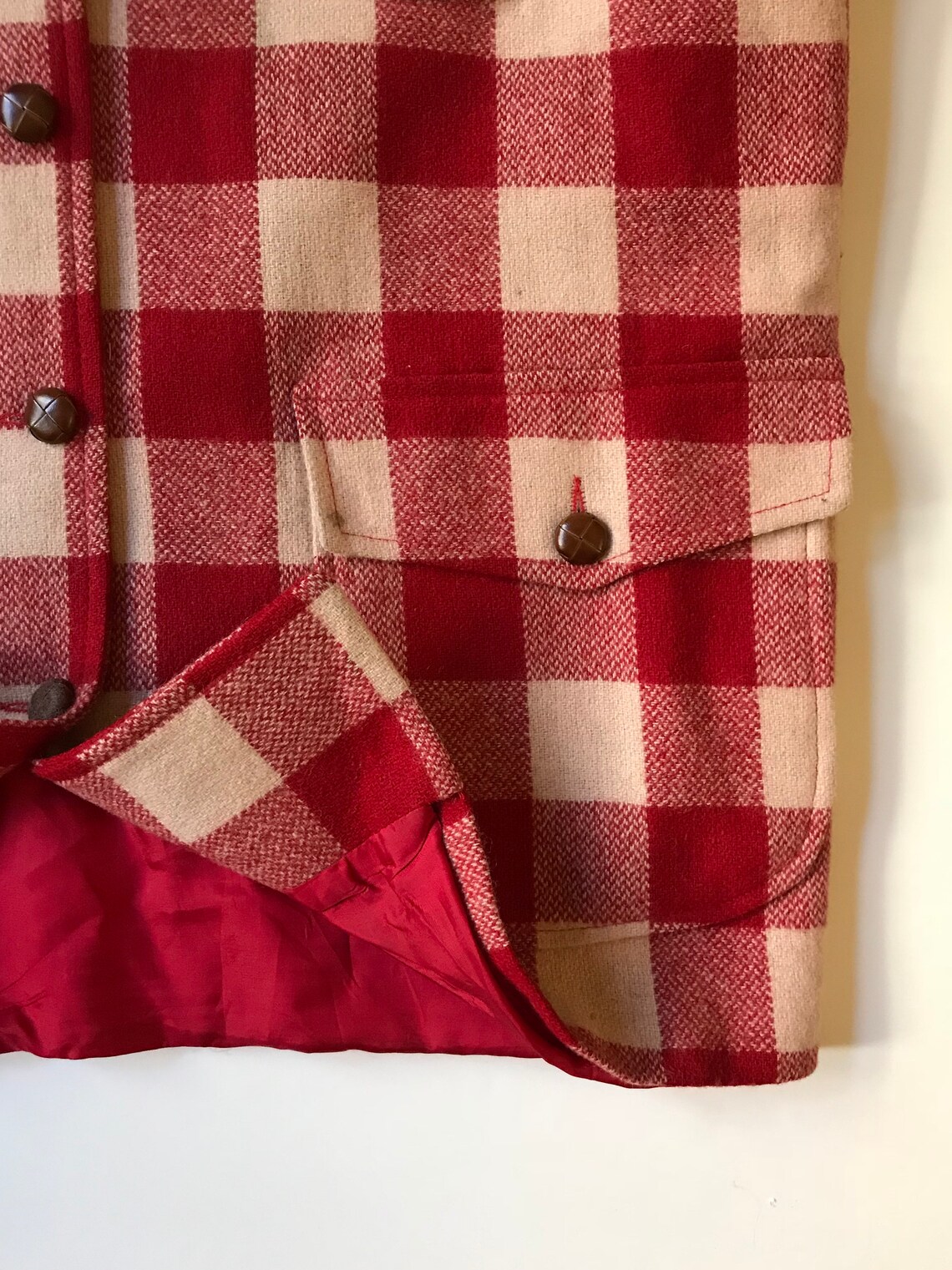 Red Checked Wool Coat Unbelievable So Cool Red & White | Etsy