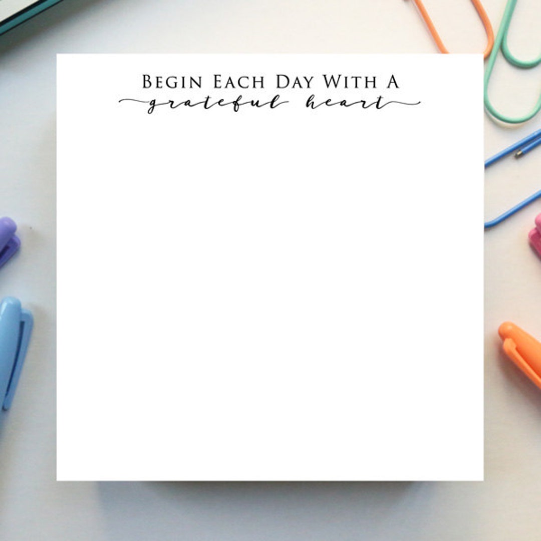 The Quote Pad – Thick Luxurious Notepad - 'grateful Heart' - Etsy