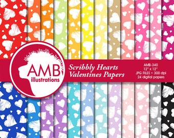 Digital heart papers | Etsy