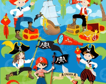 Pirate clipart pirates clip art eyepatch booty ship | Etsy