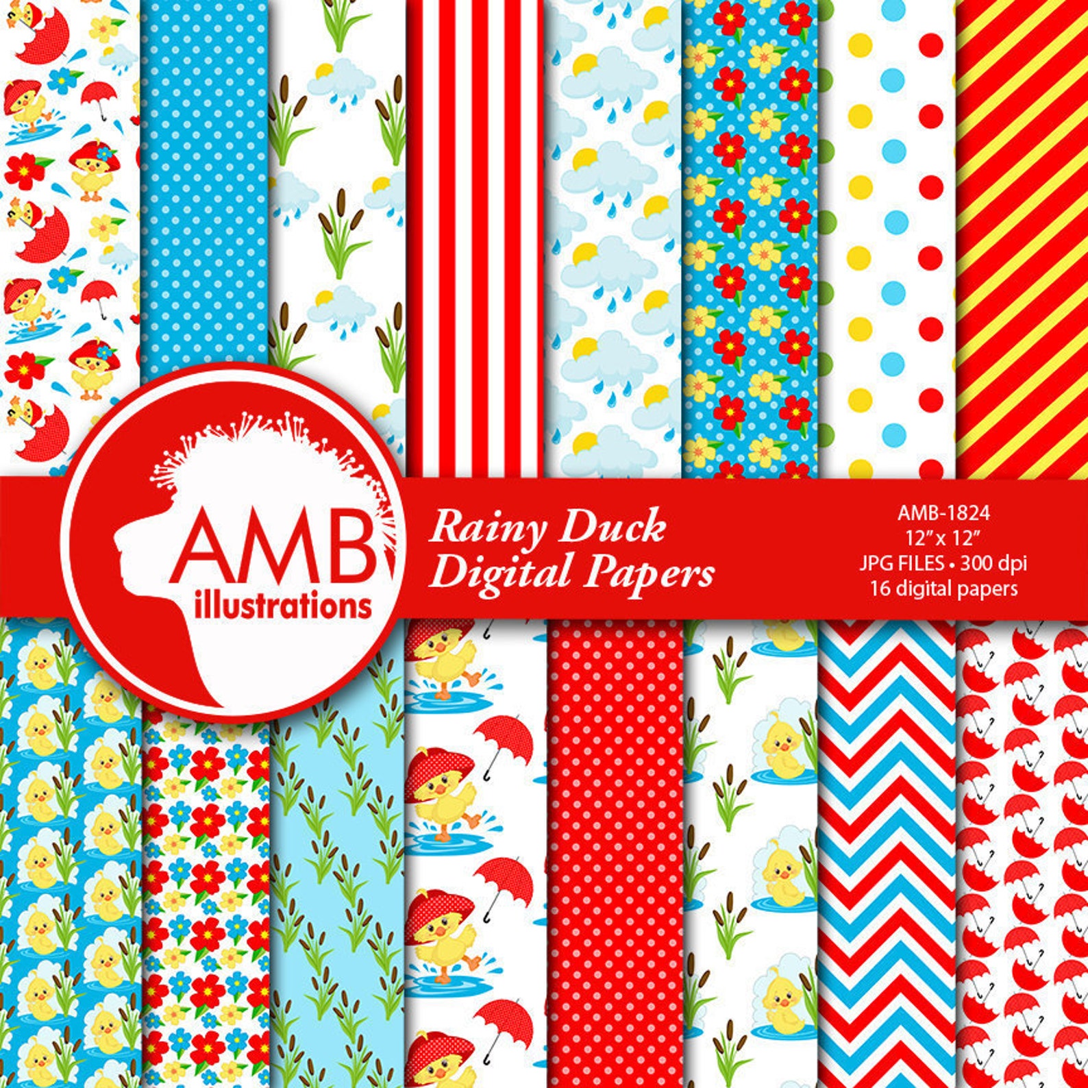 Duck Papers Rubber Duck Papers Red Umbrella Papers Cute | Etsy