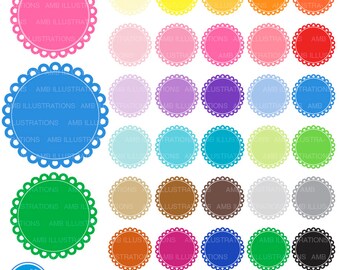 Scalloped Circle Label Clipart Scallop Frames Clip Art