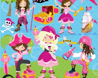 Pirate Girl Clipart | Etsy