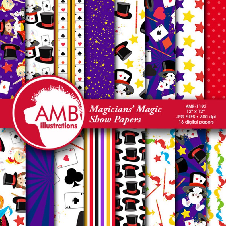 Magician Digital Paper Magic Party Papers Magic Show | Etsy