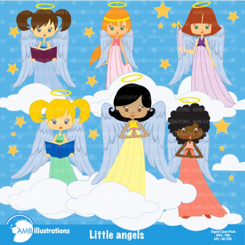 Angels Clipart Commercial Use Vector Graphics Digital Clip | Etsy