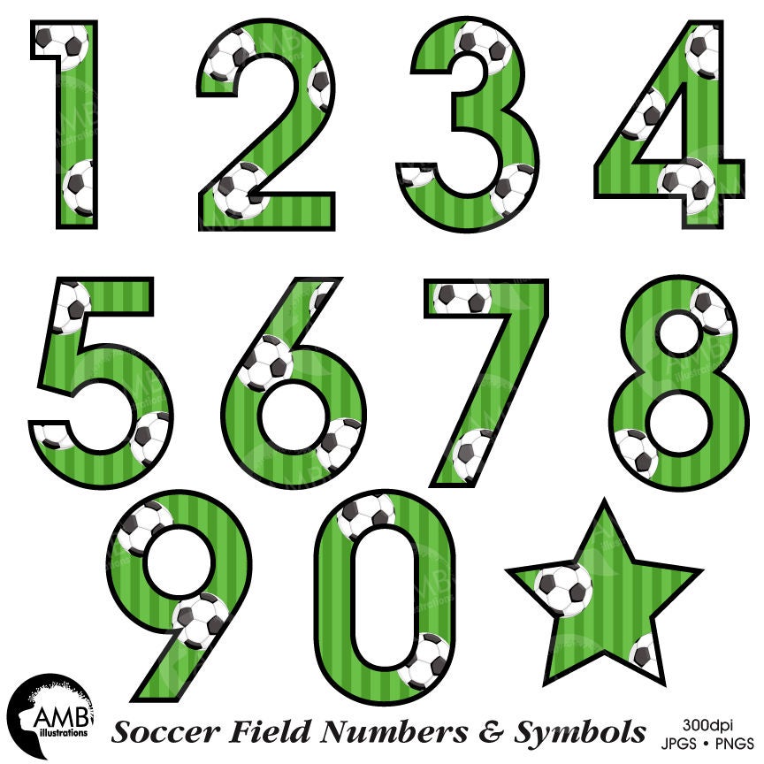 Soccer Number Clipart Football Clipart Sports Team Clipart | Etsy