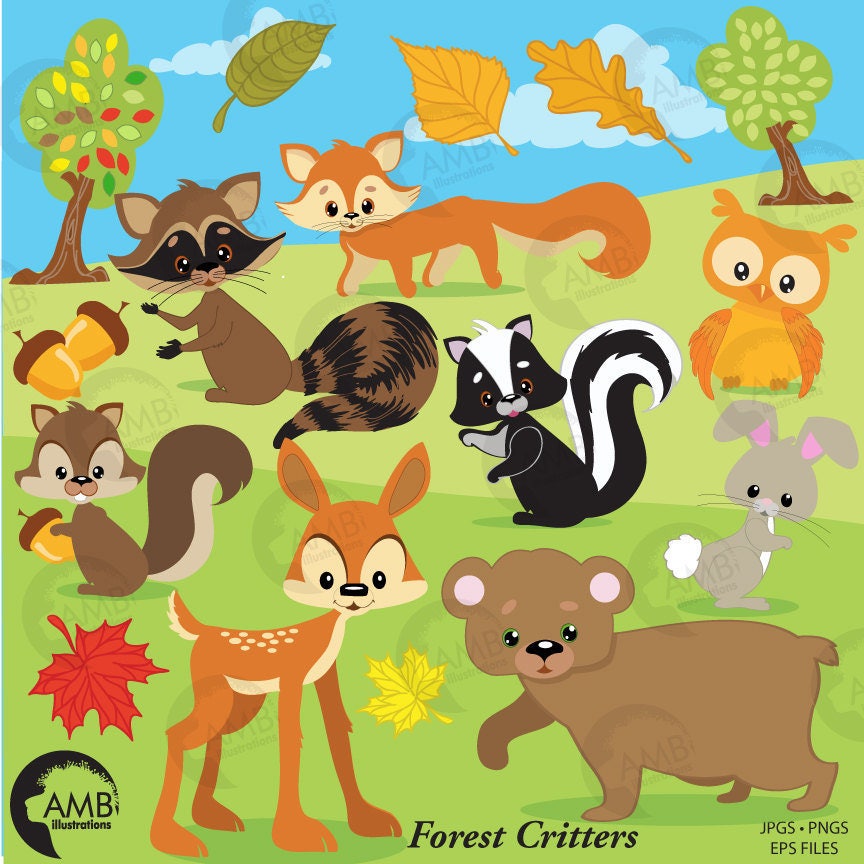 Forest Critters clip art forest clipart forest animal | Etsy