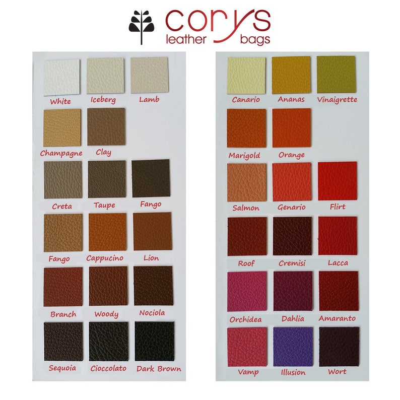 CORYSBAGS Leather Swatches Leather Color Card ADRIA Leather | Etsy