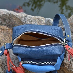 Blue SMALL LEATHER BAG, Small Leather Crossbody Bag, Small Leather ...