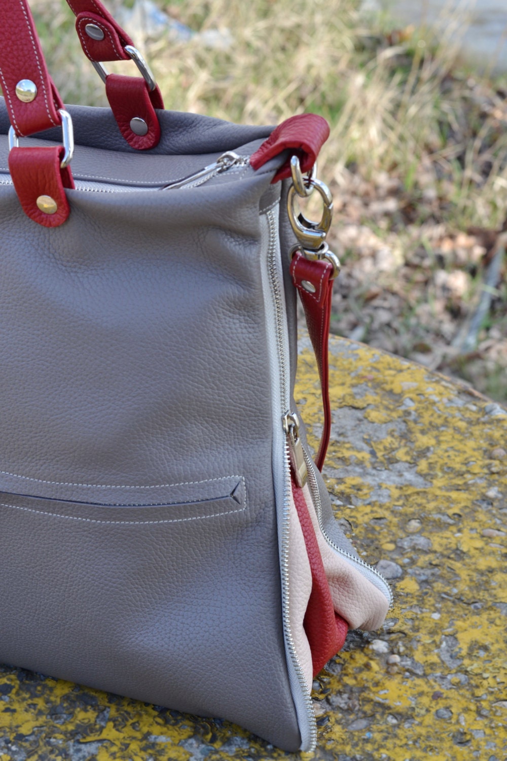 GRAY LEATHER HANDBAG Leather Purse Leather Shoulder Bag - Etsy