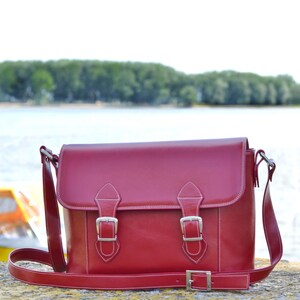 Red Leather Bag, Leather Messenger Bag, Leather Shoulder Bag, Custom ...
