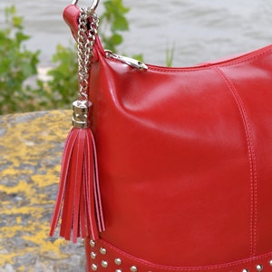 RED LEATHER Hobo Bag, Red Leather Handbag, Red Leather Shoulder Bag ...