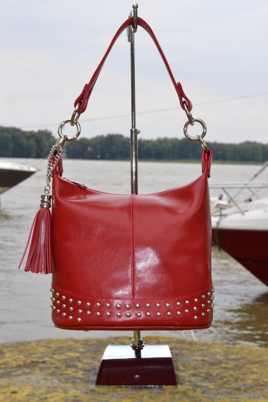 RED LEATHER Hobo Bag Red Leather Handbag Red Leather - Etsy