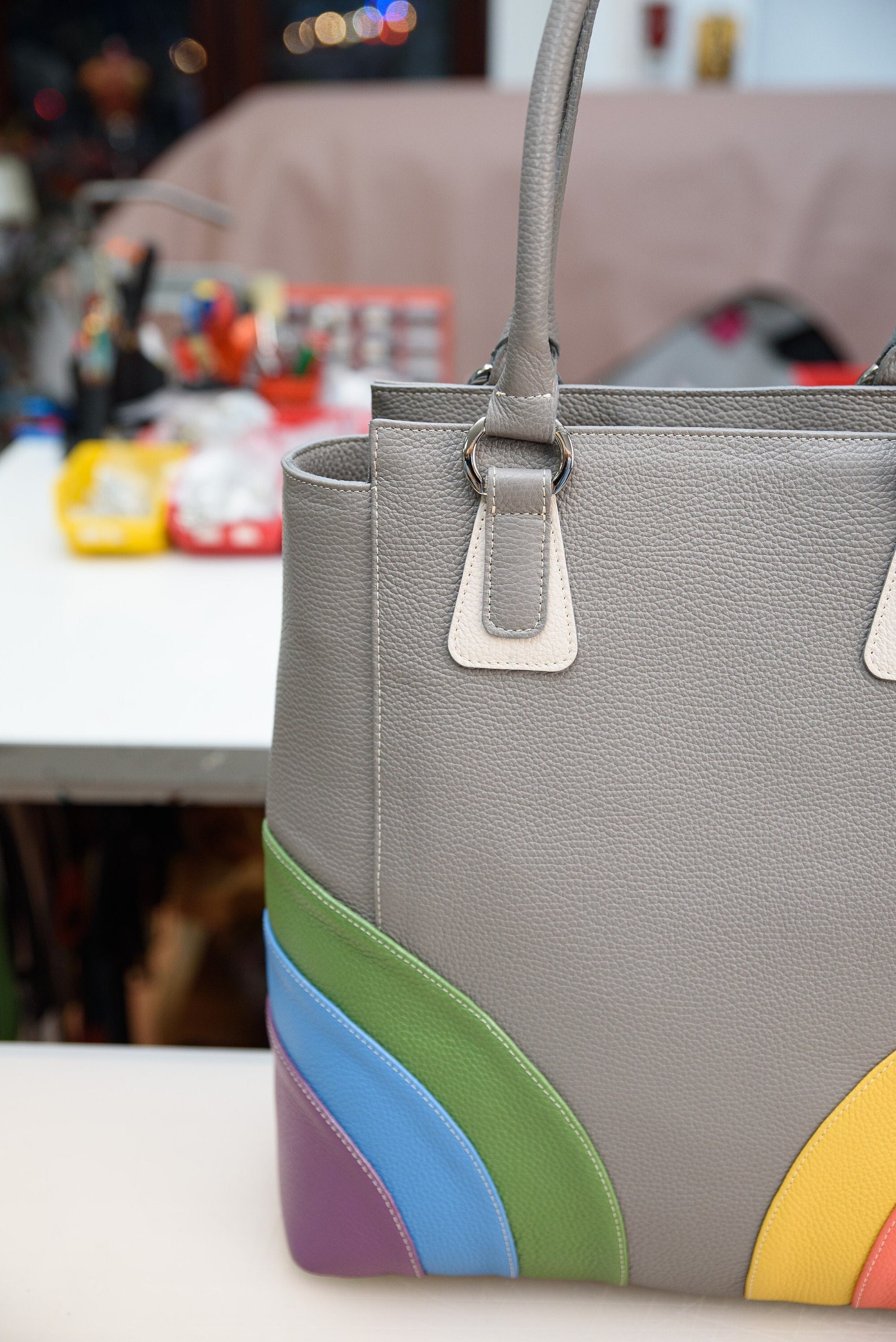 RAINBOW TOTE Bag LGBT Tote Bag Pride Leather Bag Large - Etsy