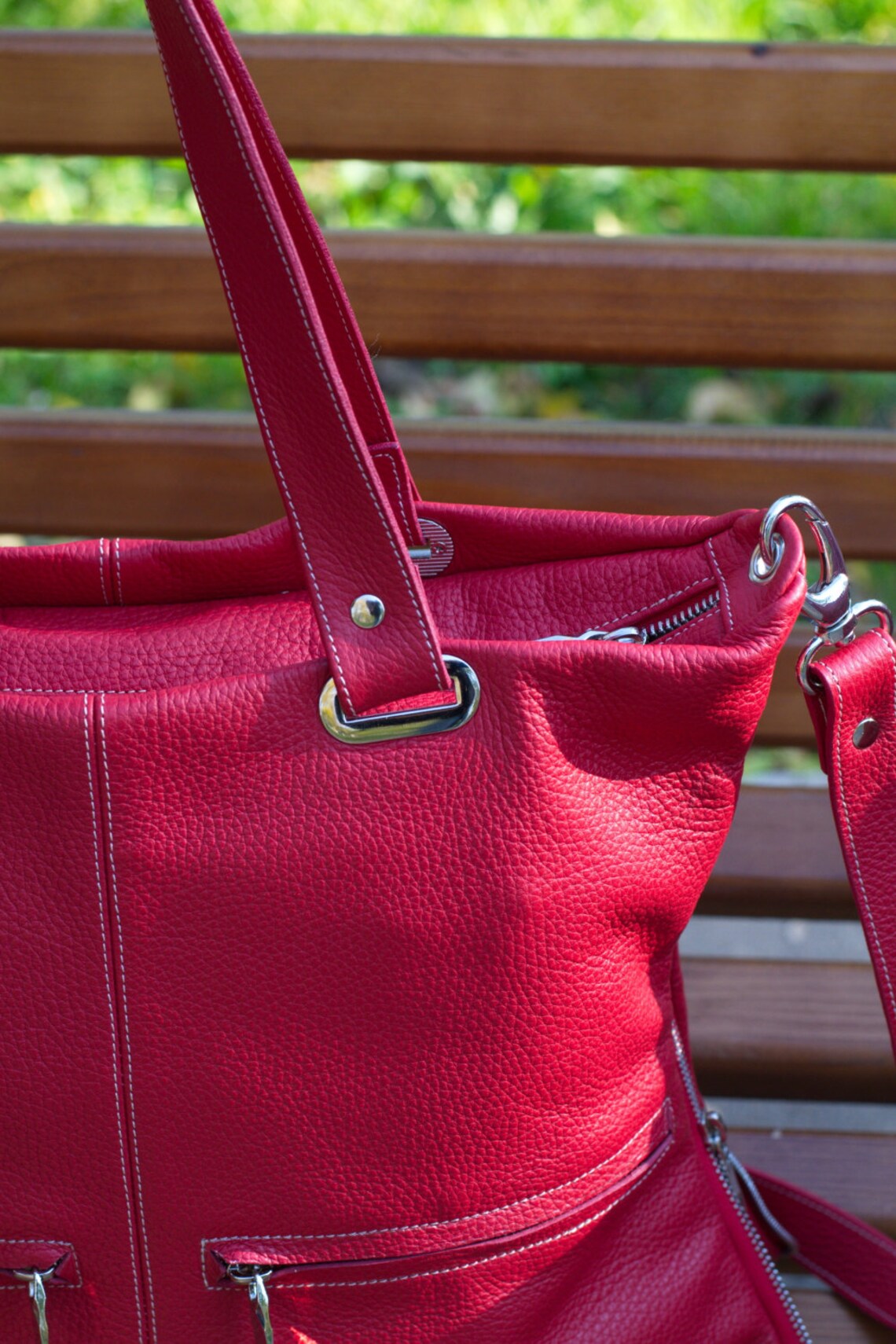RED LEATHER HANDBAG Leather Purse Leather Shoulder BagRed | Etsy