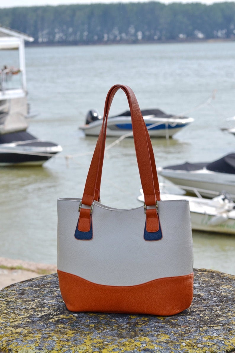 CREAM LEATHER TOTE Bag Beige Leather Bag Leather Shoulder | Etsy