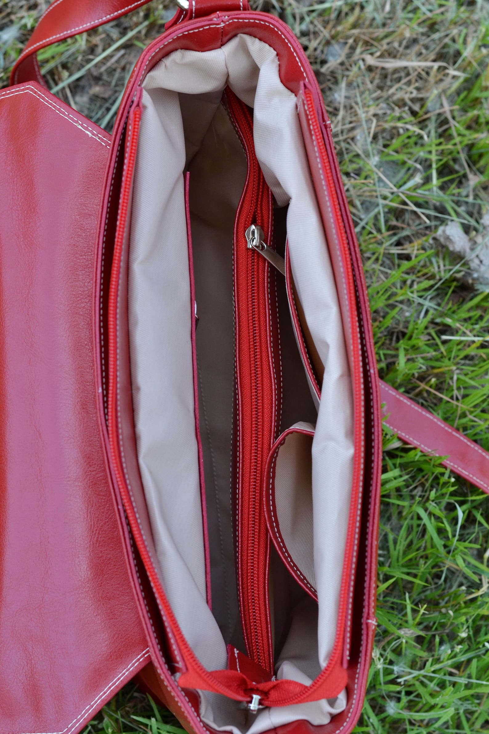 Red Leather Bag Leather Messenger Bag Leather Shoulder Bag - Etsy