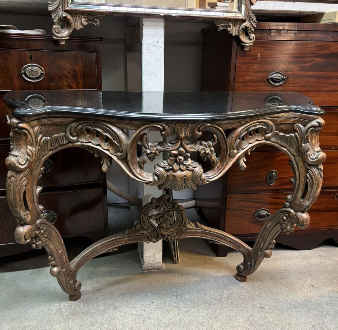 Hand-carved Indonesian Bronze Console Table W/ Dark Top - Etsy