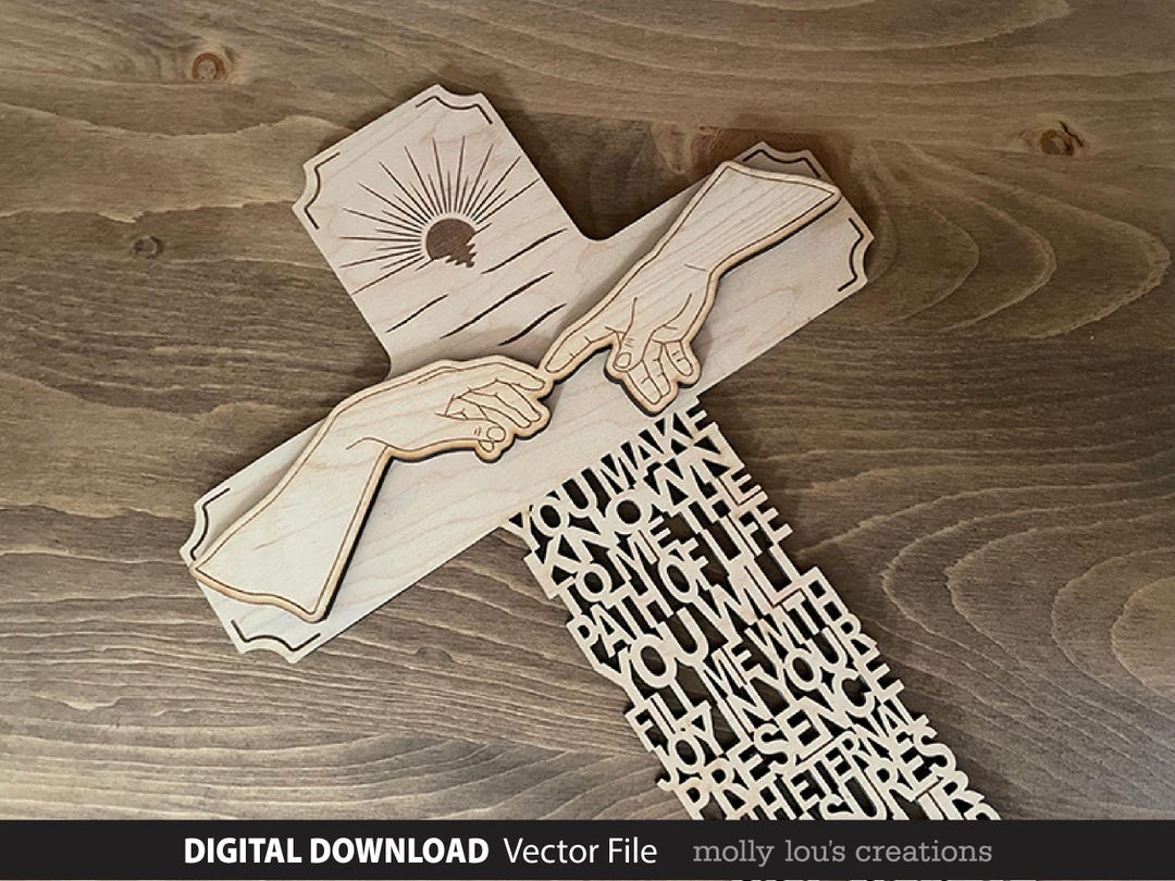 Laser Cut File, Cross With Hands, Home Decor, Vector File, Svg, Dxf ...