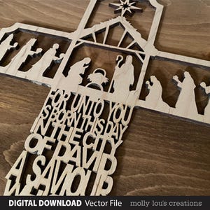 Laser Cut Christmas Nativity Scene: Holiday Cross Decor (digital ...