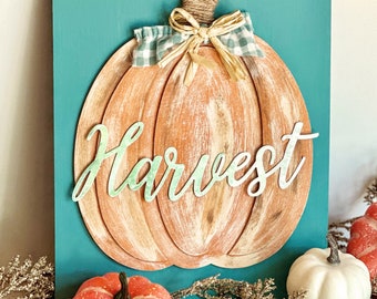 Pumpkin Sign Decor, Rustic Farmhouse Fall Wall Decor, Fall Pumpkin Sign ...