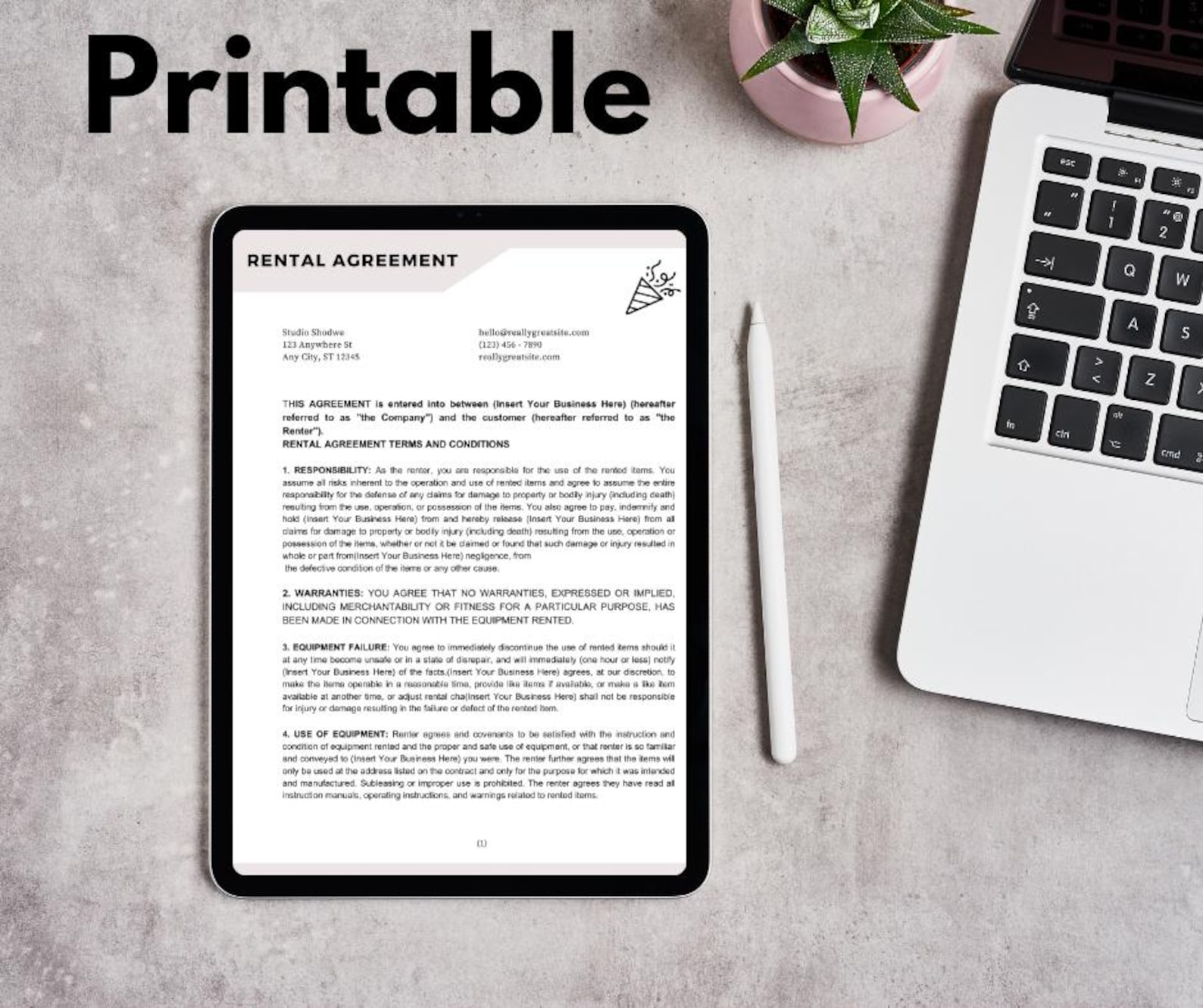 Party Rental Contract Template: Customizable Event Agreement (canva ...
