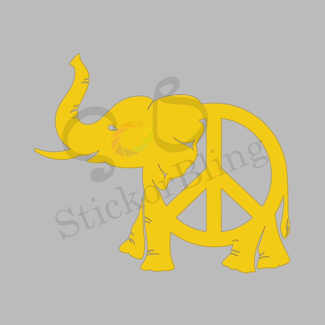 Elephant Peace Sign Silver Glitter Holographic Vinyl Decal - Etsy
