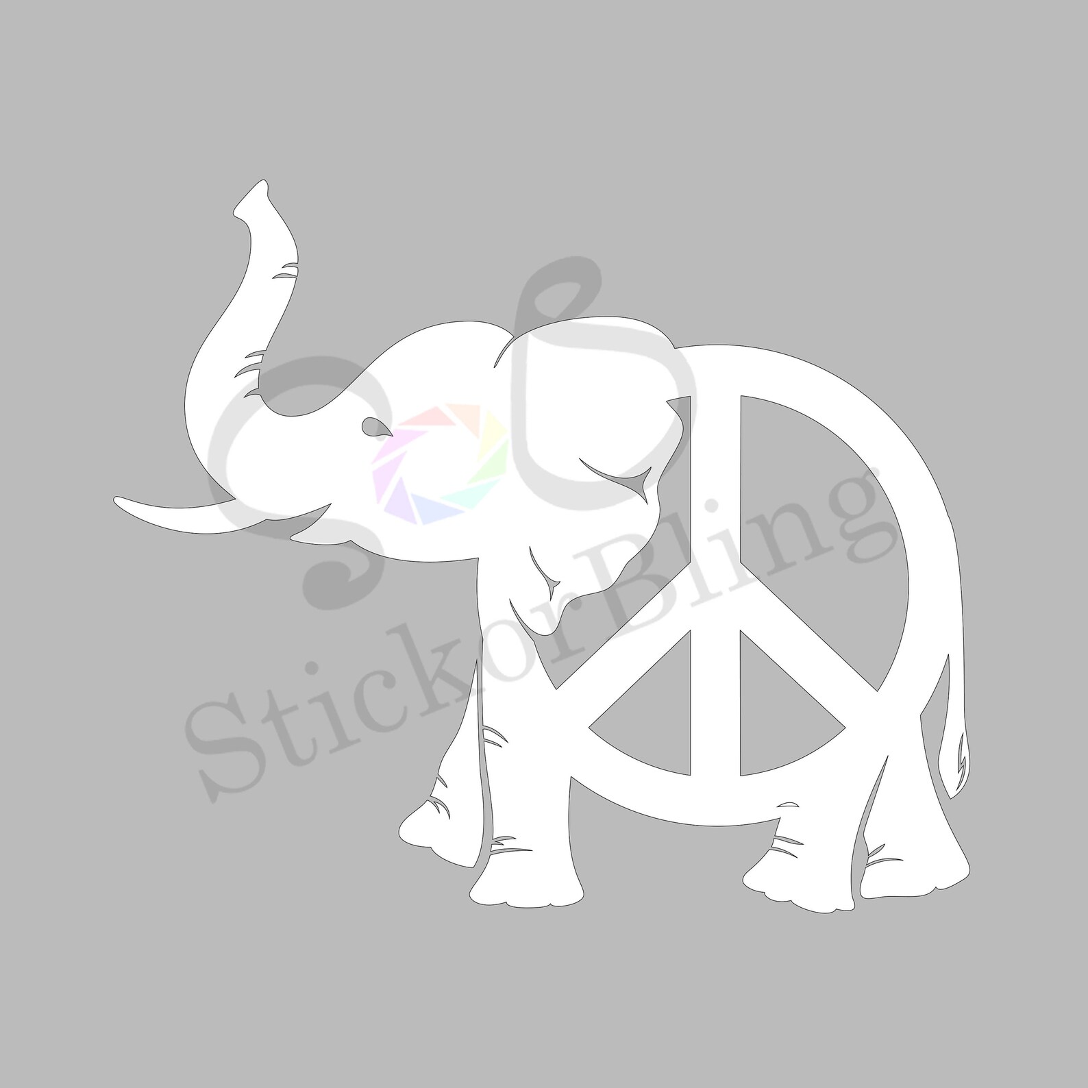 Elephant Peace Sign Silver Glitter Holographic Vinyl Decal - Etsy