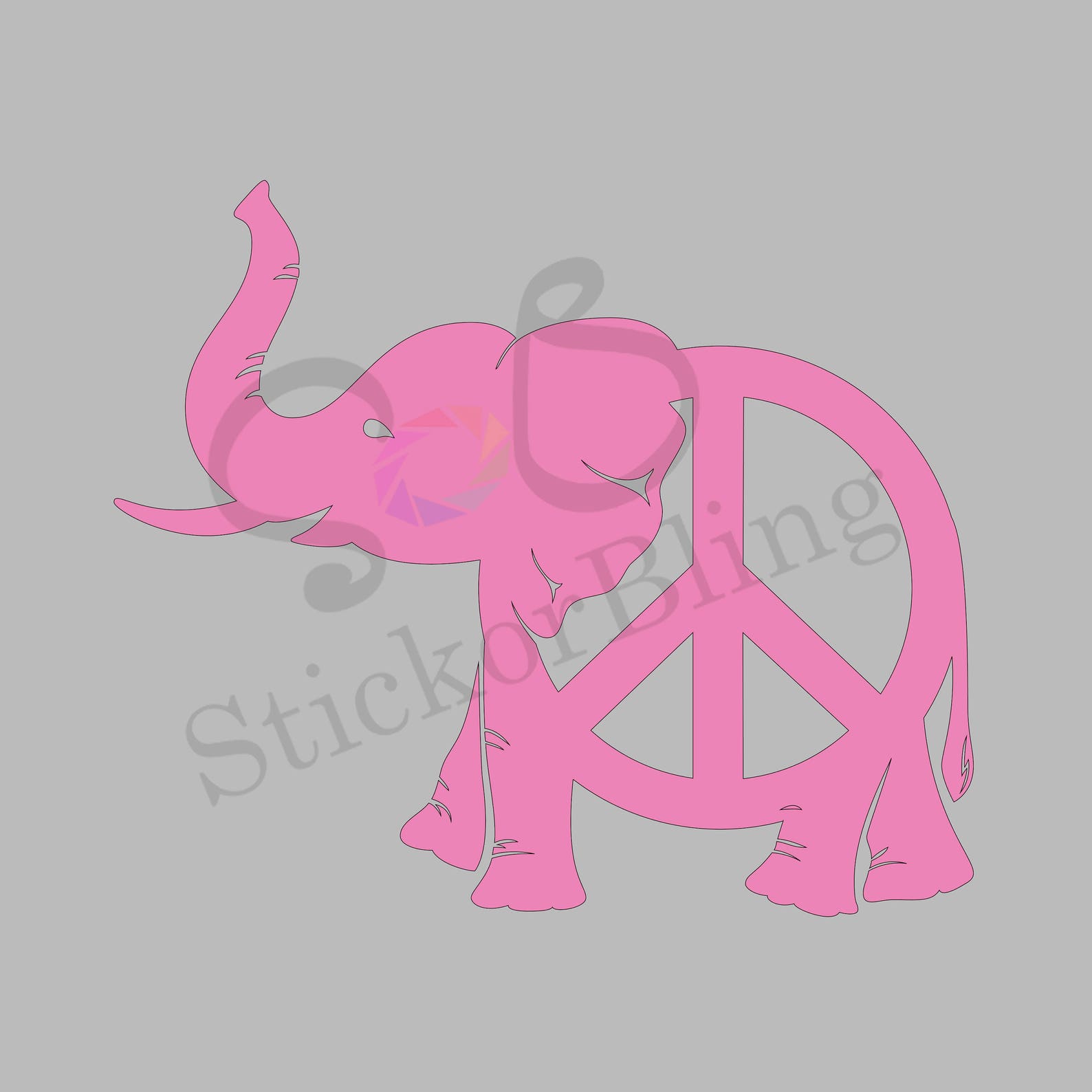Elephant Peace Sign Silver Glitter Holographic Vinyl Decal - Etsy