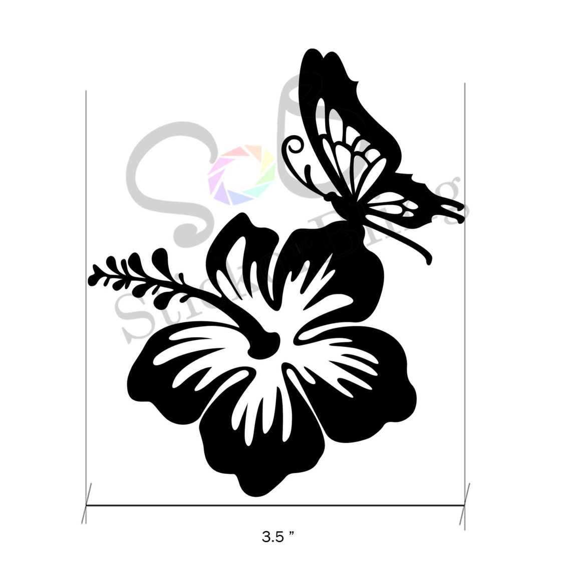 HAWAIIAN HIBISCUS Flower BUTTERFLY Vinyl Decal Sticker Car - Etsy
